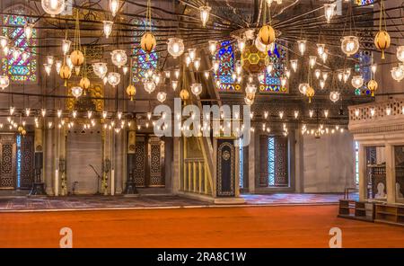 Blue Mosque Minbar Mihrab Electric Lights Basilica Domes Istanbul ...