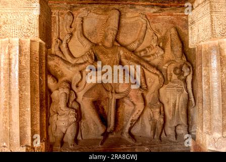 6th century Ravanaphadi Cave rock cut temple in Aihole, Karnataka ...