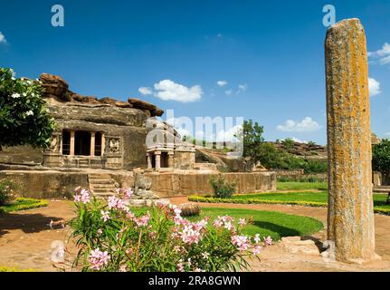 6th century Ravanaphadi Cave rock cut temple in Aihole, Karnataka ...