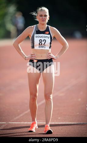 Ellie Baker of Brighton Phoenix competing in the BMC women’s 800m A ...