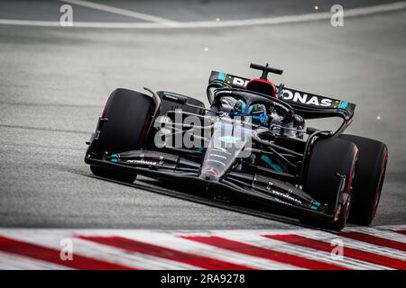 George Russell competes during the Race of the Formula 1 AWS Canadian ...
