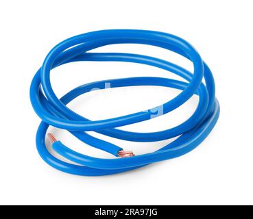 One insulated electrical wire isolated on white Stock Photo - Alamy