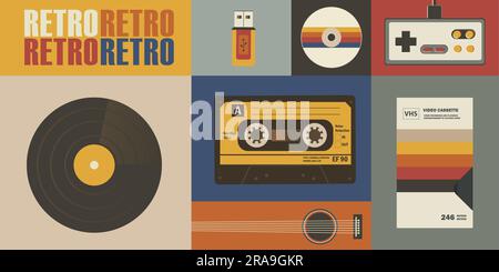 Various old-fashioned items on a retro background. Concept retro or ...