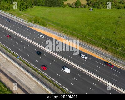 Aerial view of the M4 motorway, Dorney Reach, Bucks, UK Stock Photo - Alamy