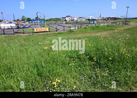 Go-Karts and other amusements at Dawlish Warren, South Devon Stock ...