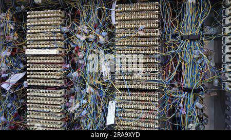 Tangled wires and fuses in a telephone utility box Stock Photo - Alamy