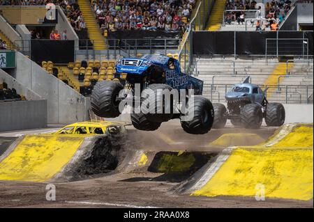 Dresden, Germany. 02nd July, 2023. (L-r): Monster truck "MONSTER MUTT ...