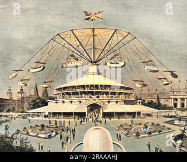 Sir Hiram Maxim with his flying machine at Baldwyns Park, Kent Stock ...