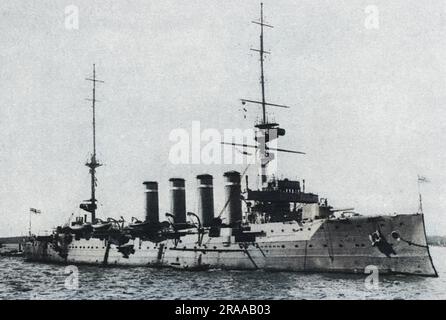 The lead ship of the Royal Navy Devonshire class of armoured cruisers ...