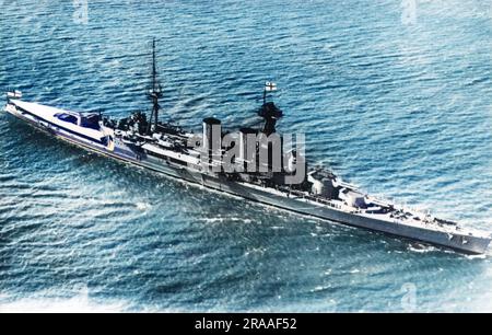 HMS Hood, a British Admiral-class battlecruiser, launched 1918, served ...