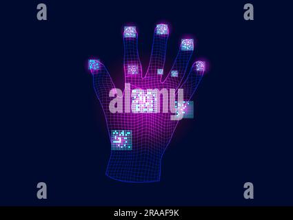 Abstract background with digital handprint encoding, stock vector Stock ...