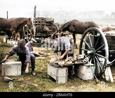 A cook preparing food for British troops near the Western Front during ...