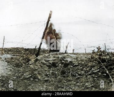 Explosion of an artillery shell at the front during the Battle of ...