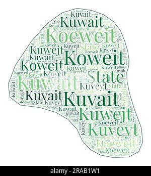 Kuwait poster. Map of the country with colorful regions. Shape of ...