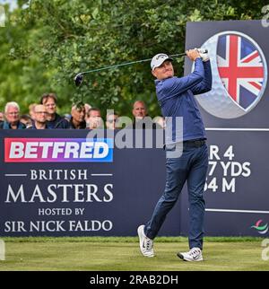 James Morrison of England tees off on the 13th hole during the first ...