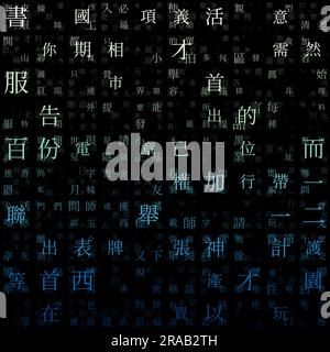 Tech background. Elements of Chinese Traditional Characters. Gradiented ...