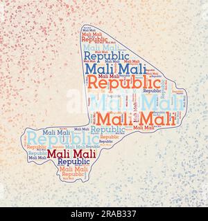 Mali Word Cloud. Country shape with region division. Mali typography ...