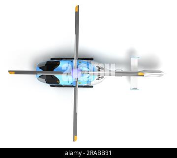 helicopter on top view isolated on white. 3d rendering Stock Photo - Alamy