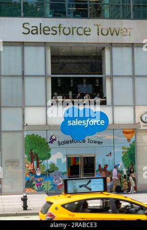 Salesforce sign, logo on Salesforce Tower building - New York, USA ...
