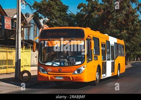 Santiago, Chile - February 27 2023: a public transport Transantiago, or ...