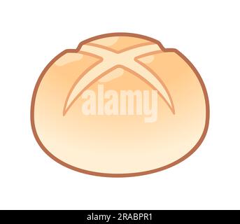 Sweet round bun icon, bread line and black glyph, cartoon sign set ...