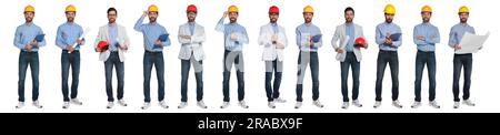 Photos of engineer on white background, collage design Stock Photo - Alamy