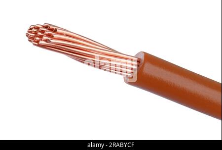 One new electrical wire isolated on white Stock Photo - Alamy