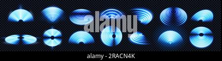 3d wifi wave light effect. Abstract scan radar sensor sound signal ...