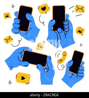 Hands holding a cell phone with photo icon green Stock Vector Image ...