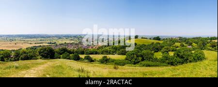Panoramic view from Glastonbury Tor overlooking the Isle of Avalon in ...