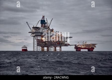 Picture of offshore oil and gas drilling rig in the rough sea in stormy ...