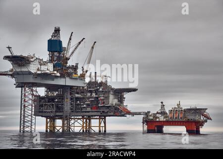Picture of offshore oil and gas drilling rig in the rough sea in stormy ...