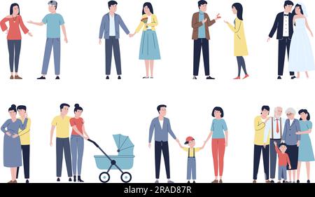 Mother and Son Life Growing Old Together Process Stages Development Stick Figure Pictogram Icons ...