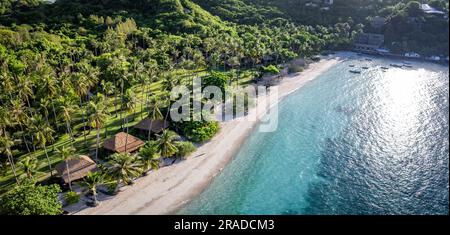 Aerial view of Haad Tien Beach in shark bay, koh Tao, Thailand Stock ...