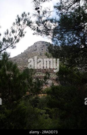 Greece, Rhodes island Embonas village and Atavyros mountain Stock Photo ...