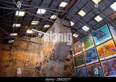 The climbing walls at Fergs Kayaks Rock Climbing Gym in the Harbour ...