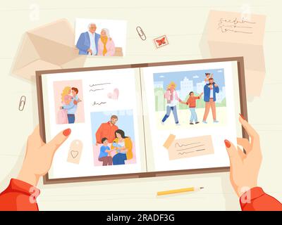 Family photo album. Scrapbook of happy memories, memorializing moments ...