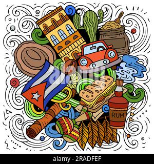 Cuba cartoon doodle illustration. Funny Cuban design Stock Vector Image ...