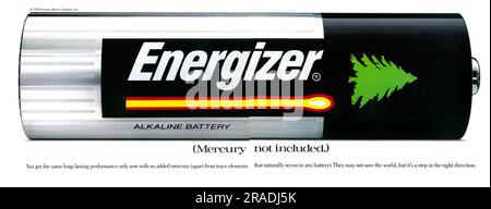 Energizer Lithium AA Batteries advert in a magazine 1993 Stock Photo ...