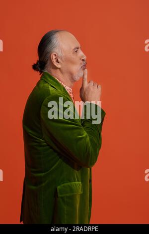 pensive charismatic happy senior, man 65 years old smiles joyfully, age ...