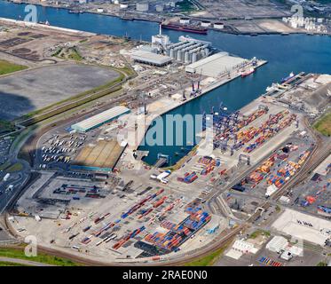 An aerial photograph of Teesport, Tees estuary, Teeside, Middlesbrough ...