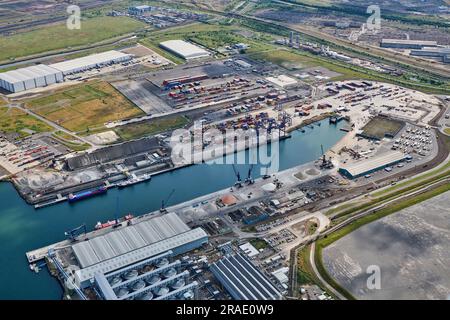 An aerial photograph of Teesport, Tees estuary, Teeside, Middlesbrough ...