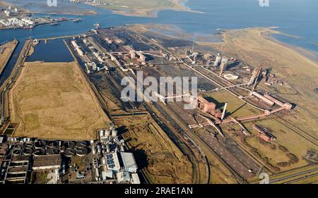 An aerial photograph of the Former British Steel site, at Teeside south ...
