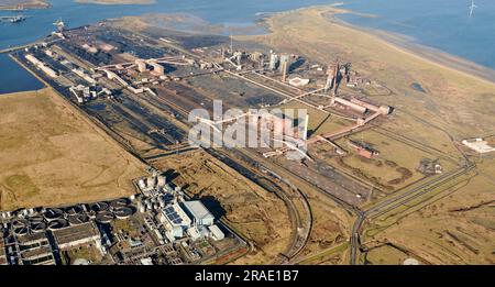 British Steel site, Redcar, prior to demolition in 2018, shot from the ...