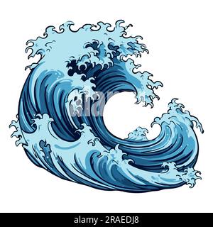 Cartoon wave splash. Ocean wave in motion, sprite sheet of curly sea ...