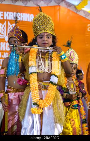 Janmashtami Krishna Jayanthi festival carnival in Iskcon at Coimbatore, Tamil Nadu, South India ...