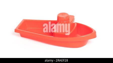 Plastic toy boat isolated on a white background Stock Photo - Alamy