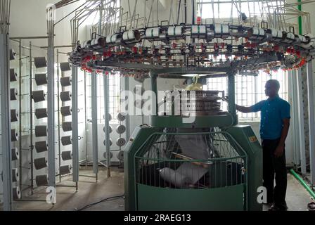 Knitting in a garment industry, Tiruppur Tirupur, Tamil Nadu, South ...