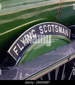 Name Plate of world-famous Flying Scotsman steam train Stock Photo - Alamy