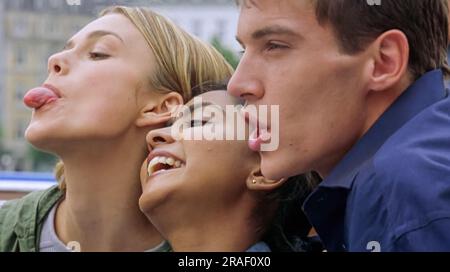 KEIRA KNIGHTLEY, PARMINDER NAGRA, JONATHAN RHYS MEYERS, BEND IT LIKE BECKHAM, 2002 Stock Photo ...